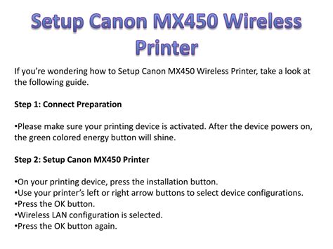 Ppt Setup Canon Mx450 Wireless Printer Powerpoint Presentation Free