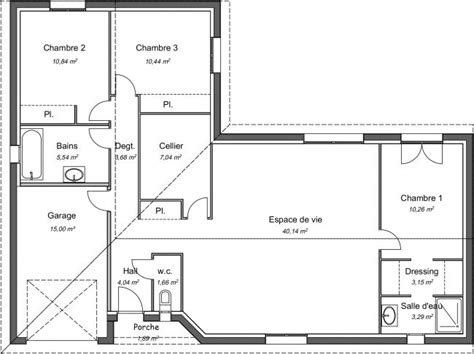 Plan Maison M Plain Pied Chambres Ventana Blog