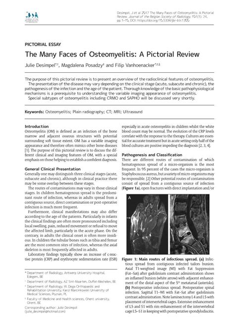The Many Faces Of Osteomyelitis A Pictorial Review Docslib