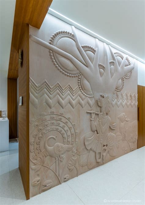 Lord Krishna Mural Wall Art 3d Wooden Cnc Design Makerbhawan
