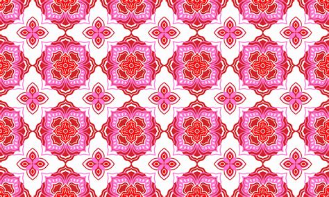 Ethnic Abstract Background Cute Pink Red Flower Geometric Tribal Ikat