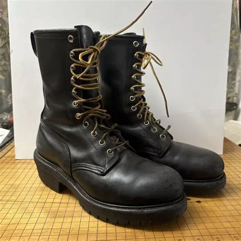 Red Wing 2218 Black Leather Logger Boots 9 E Steel Toe Lineman Work
