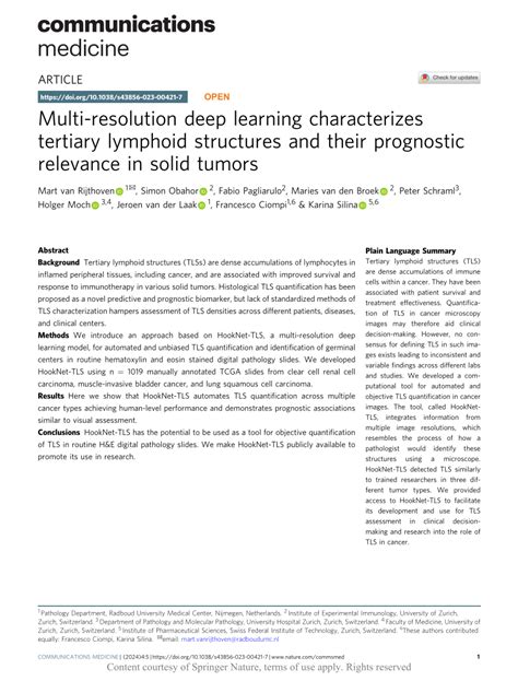 Pdf Multi Resolution Deep Learning Characterizes Tertiary Lymphoid