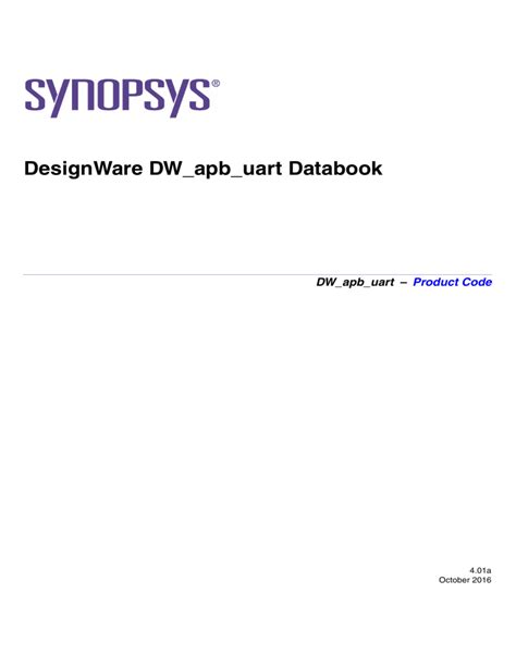 Dwapbuart Databook Uart Ip Core Guide