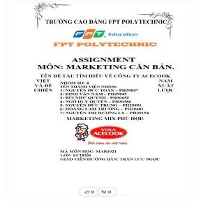 Đề tài tìm hiểu về công ty acecook việt nam và đề xuất chiến lược marketing mix phù hợp