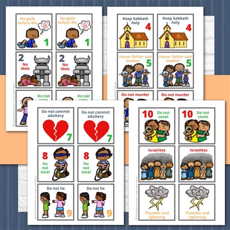 Ten Commandments Matching Game Bible Elementary Sunday School Activity Church Sermon Game