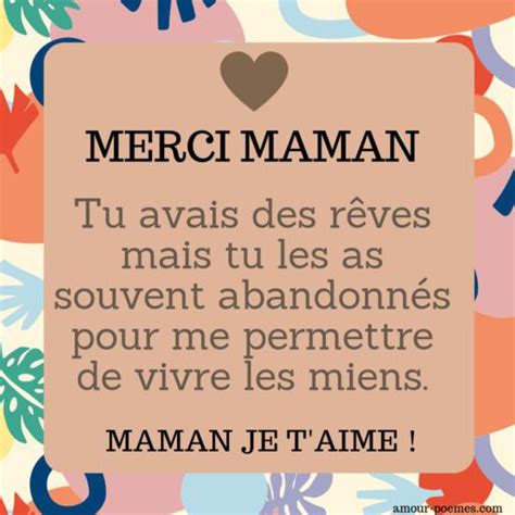 Beau Texte Carte Maman Je Taime Pour Dire Merci Sa Mère Maman