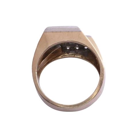 Diamond Mens Ring With Offset Square Design Gem