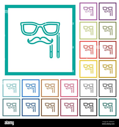 Man Masquerade Mask With Stick Outline Flat Color Icons With Quadrant