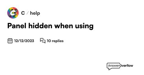 Panel Hidden When Using C