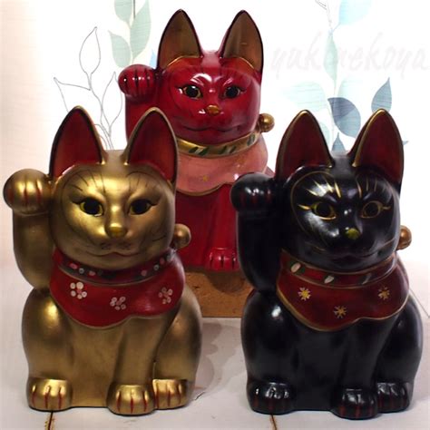 古色三河招き猫 大正ロマンの復刻版 レトロ招き猫 金猫（大）【日本製・瀬戸焼】猫雑貨・猫グッズのお店－雪猫屋－