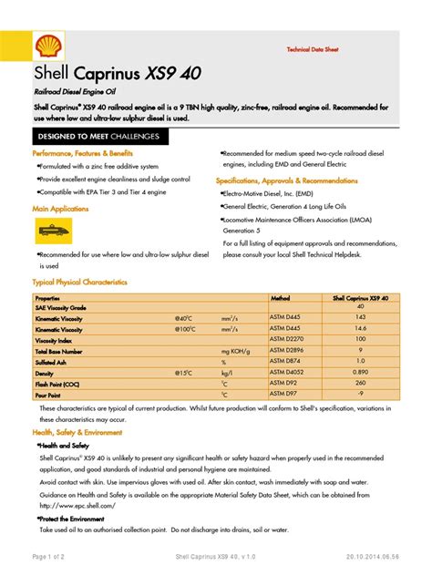 Shell Caprinus Xs9 40 En Tds Pdf Motor Oil Wellness