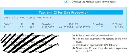 Solved 457 Consider The Minitab Output Shown Below Test