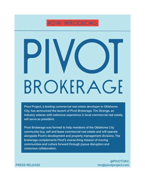 Pivot Project Announces Formation Of Pivot Brokerage Tim Strange An Industry Veteran With