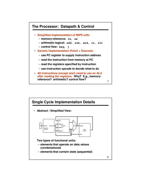 Lecture Slides On The Processor Datapath And Control Cs 0447 Docsity