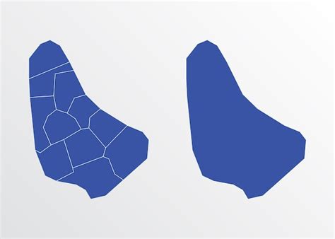 Mapa Azul De Barbados Con Regiones Vector Premium