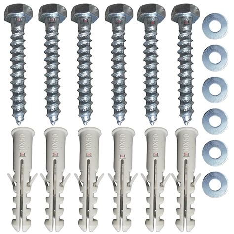 Inbrackets Heavy Duty M8x50mm Masonry Wall Screws With Plugs And