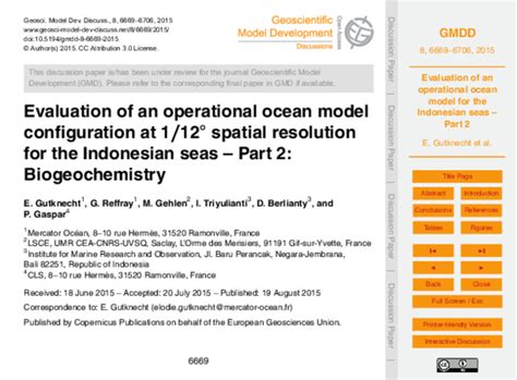 Pdf Evaluation Of An Operational Ocean Model Configuration At 1 12° Spatial Resolution For The