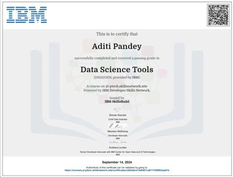 Completed Data Science Tools Certification Aditi Pandey Posted On The Topic Linkedin