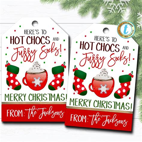 Christmas T Tags Hot Chocs And Fuzzy Socks Teacher Staff Employee
