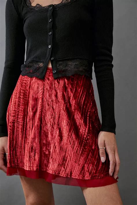 Uo Crushed Velvet Mini Skirt Urban Outfitters Uk