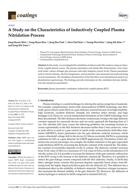 Pdf A Study On The Characteristics Of Inductively Coupled Plasma