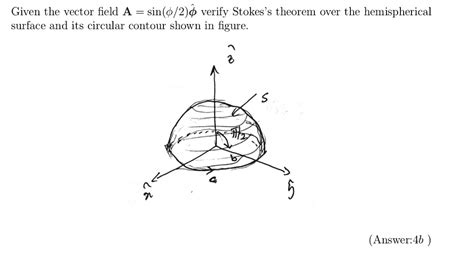 Solved Given The Vector Field A Sin Î¸ 2 Î¸ Verify Stokes S Theorem