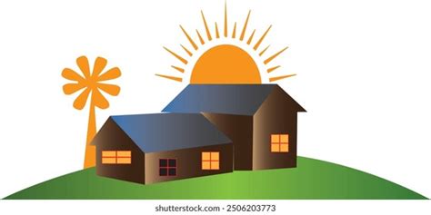 Farm House Design Weather Vanes Sun Stock Vector Royalty Free