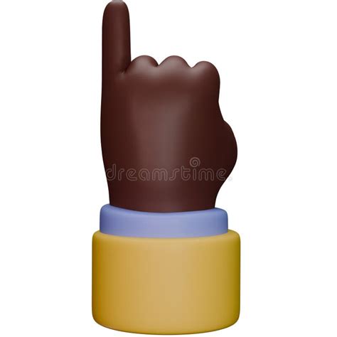 Brown Skin Hand Sign 3d Render Cartoon Style Icon Set Isolate Element