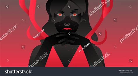 Silhouette Woman Crossed Fingers Antlers Deer Stock Vector Royalty