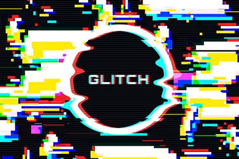 텍스트가 있는 글리치 스타일의 추상적 배경입니다 다채로운 Tv 왜곡 효과 글리치 원 프레임 Vhs 화면 디지털 노이즈 배너