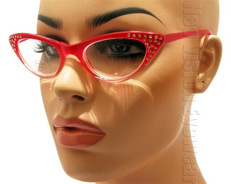 Rhinestone Cat Eye Vintage Style Clear Reading Glasses Various Lens