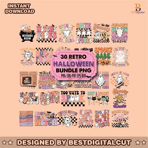 Retro Groovy Halloween Spooky Season Svg Bundle Best Digital Cut