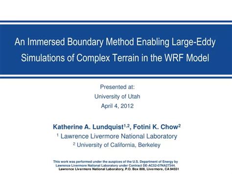 PPT An Immersed Boundary Method Enabling Large Eddy Simulations Of Complex Terrain In The WRF