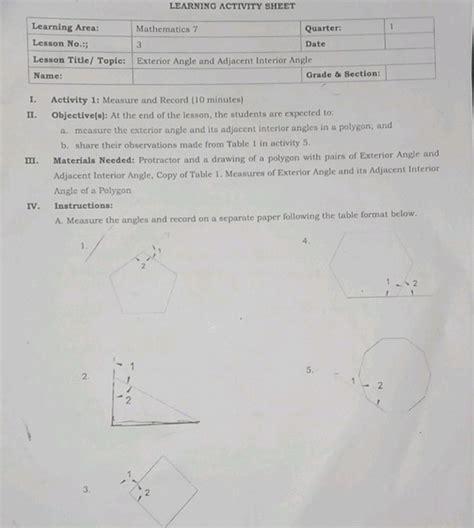 Learning Activity Sheet Learning Area Studyx