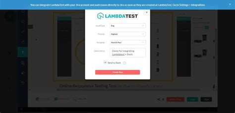 Slack Integration Lambdatest