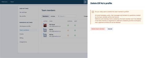 Deleting Team Members Documentation Livestorm