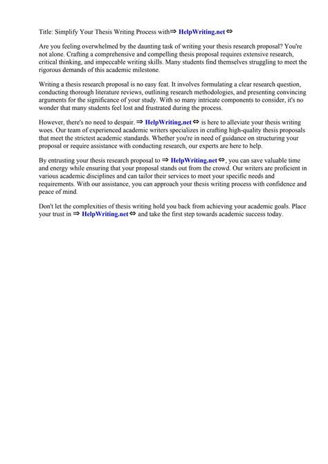 Thesis Research Proposal Example By William Peace University Issuu