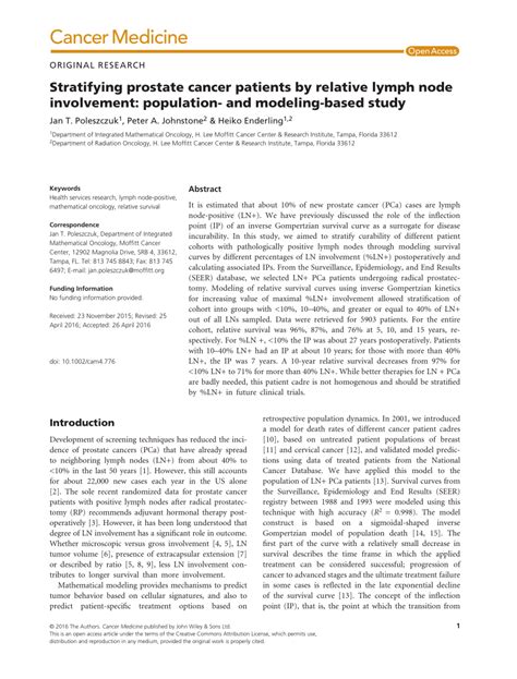 Pdf Stratifying Prostate Cancer Patients By Relative Lymph Node