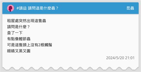請益 請問這是什麼蟲？ 昆蟲板 Dcard