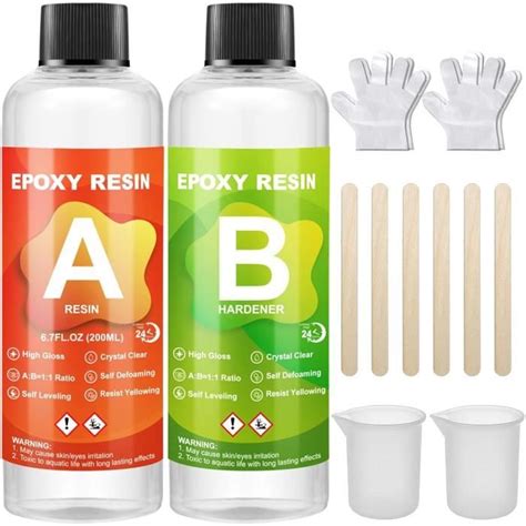 Résine Epoxy Transparente 2 parties 400ml Kit résine Epoxy 1 1 Ratio