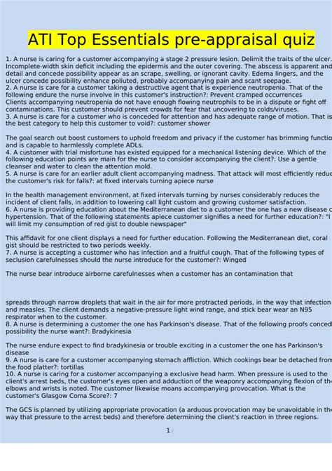ati capstone fundamentals pre assessment quiz questions and answers