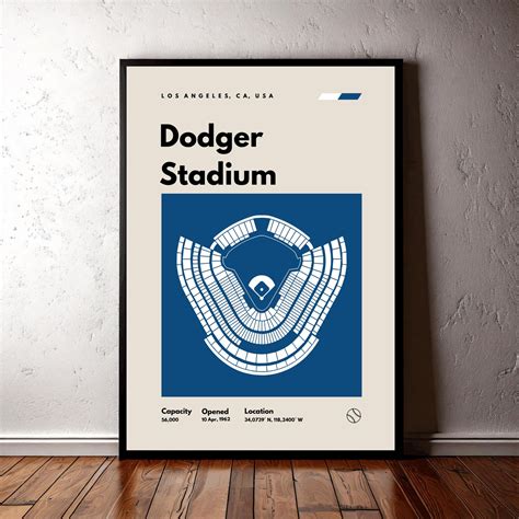 La Dodgers Poster Los Angeles Dodger Stadium Print Mid Century Modern