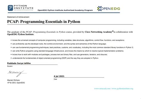 learned python programming from openedg peddada surya lalitha posted