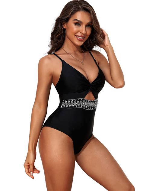 Beautyin One Piece Swimsuits Womens Monokini Shoulder Straps Cutout