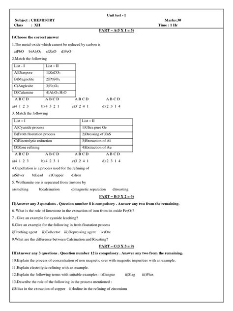 unit test 1 download free pdf ore industrial processes