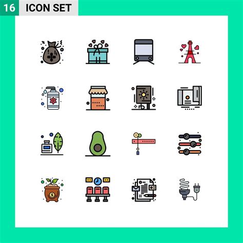 Mobile Interface Flat Color Filled Line Set Of 16 Pictograms Of Care