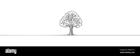The Tree Is Drawn With One Continuous Line Vector Illustration Stock Vector Image Art Alamy