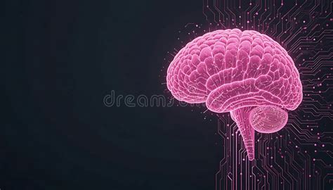 Brain And Circuit Board Artificial Intelligence Brain Neural Network Pink Human Brain