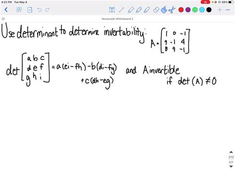solved use determinants to decide whether the given matrix is